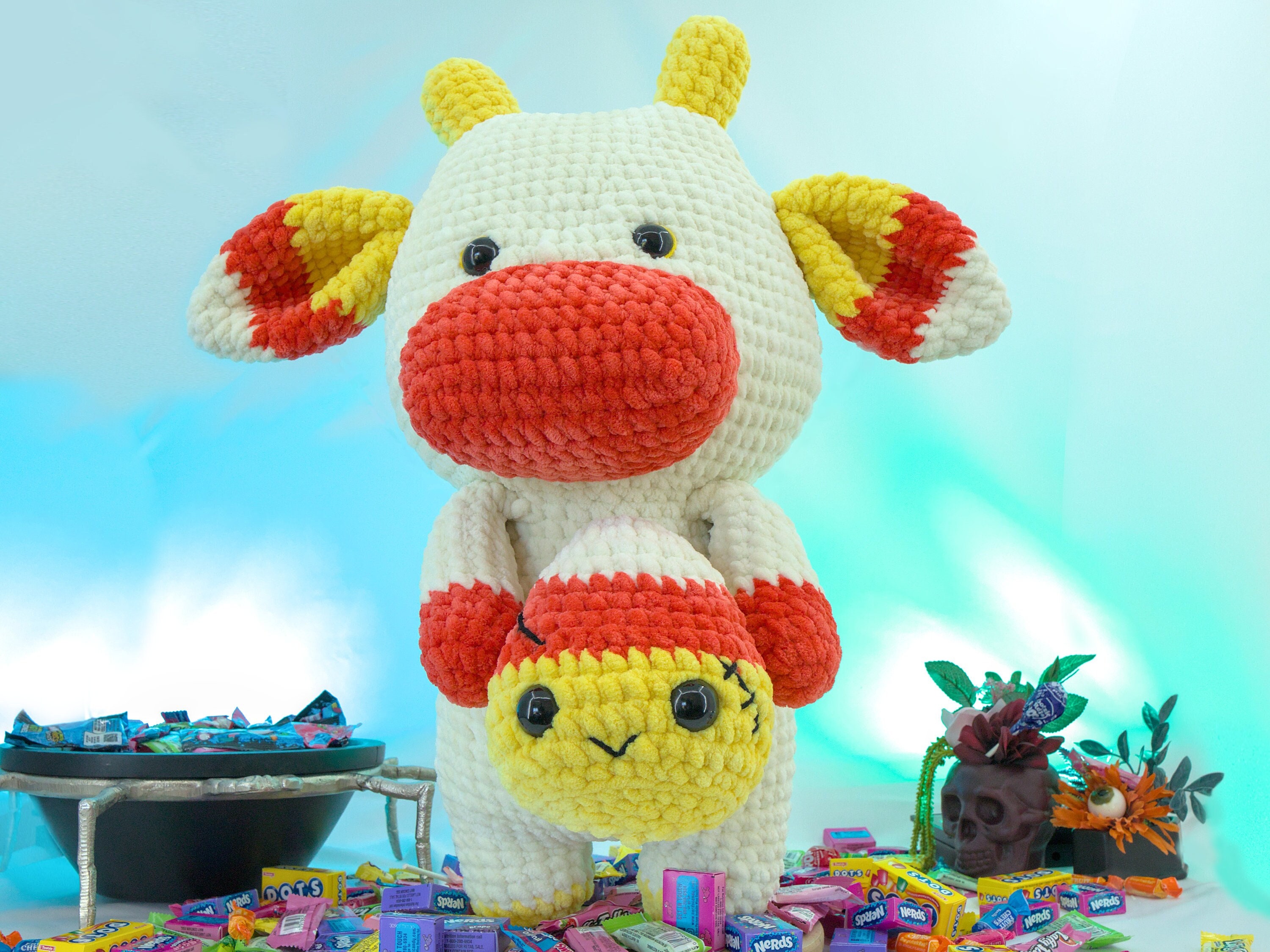 Candace – Sweets Loving Candy Corn Cow - JUMBO Crochet Plushy Stuffed ...