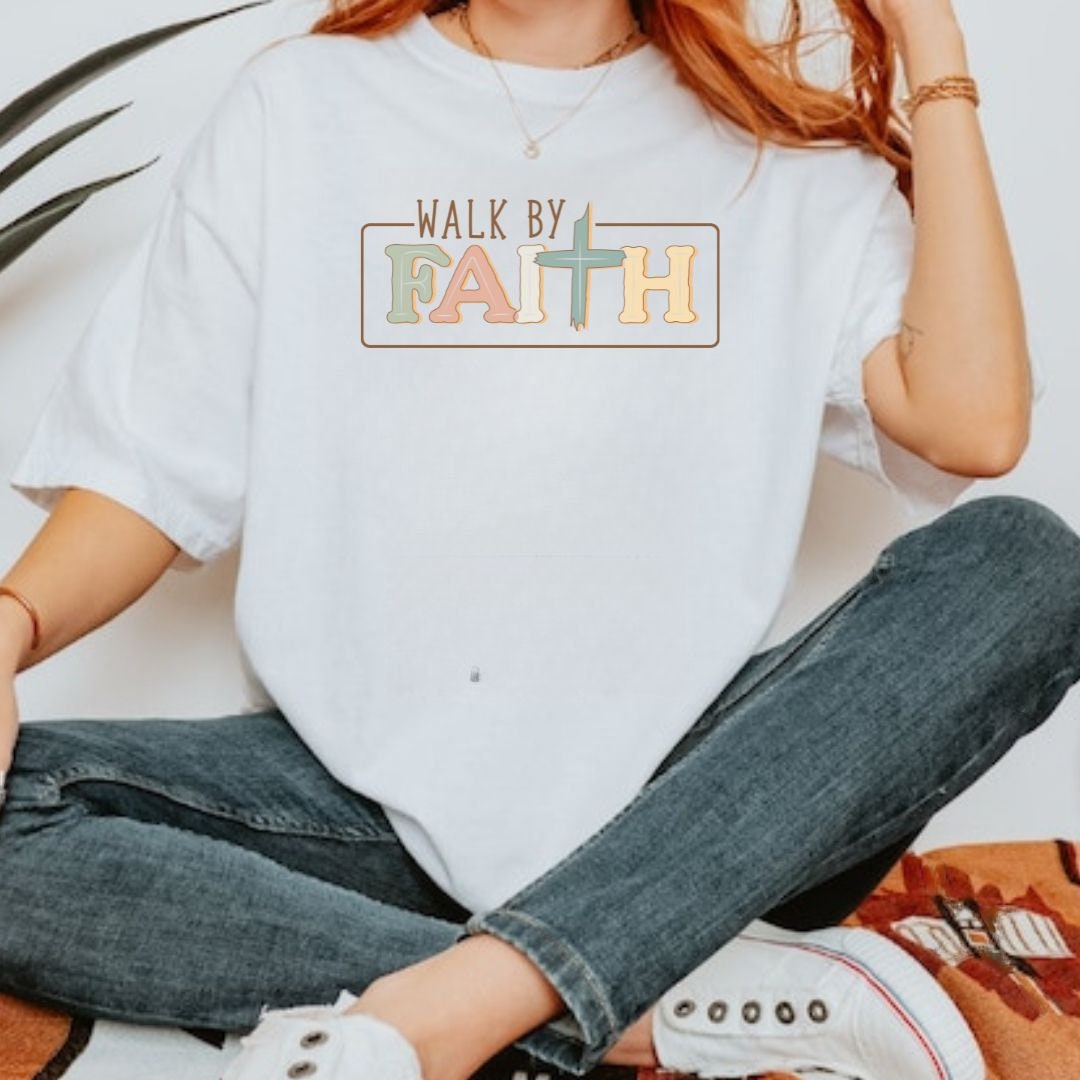 Walk by Faith T-shirt Christian Screen Print TEE Christian Apparel ...