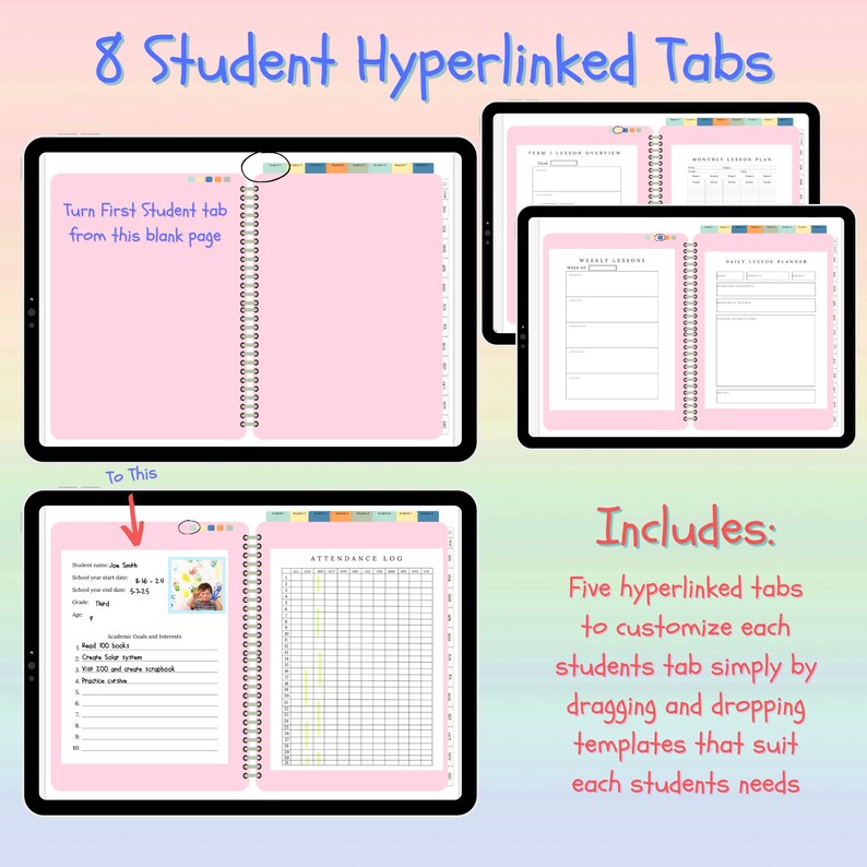 Digital Teacher Planner Templates UNDATED Lesson Planner Academic ...