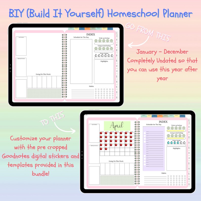 Digital Teacher Planner Templates UNDATED Lesson Planner Academic ...