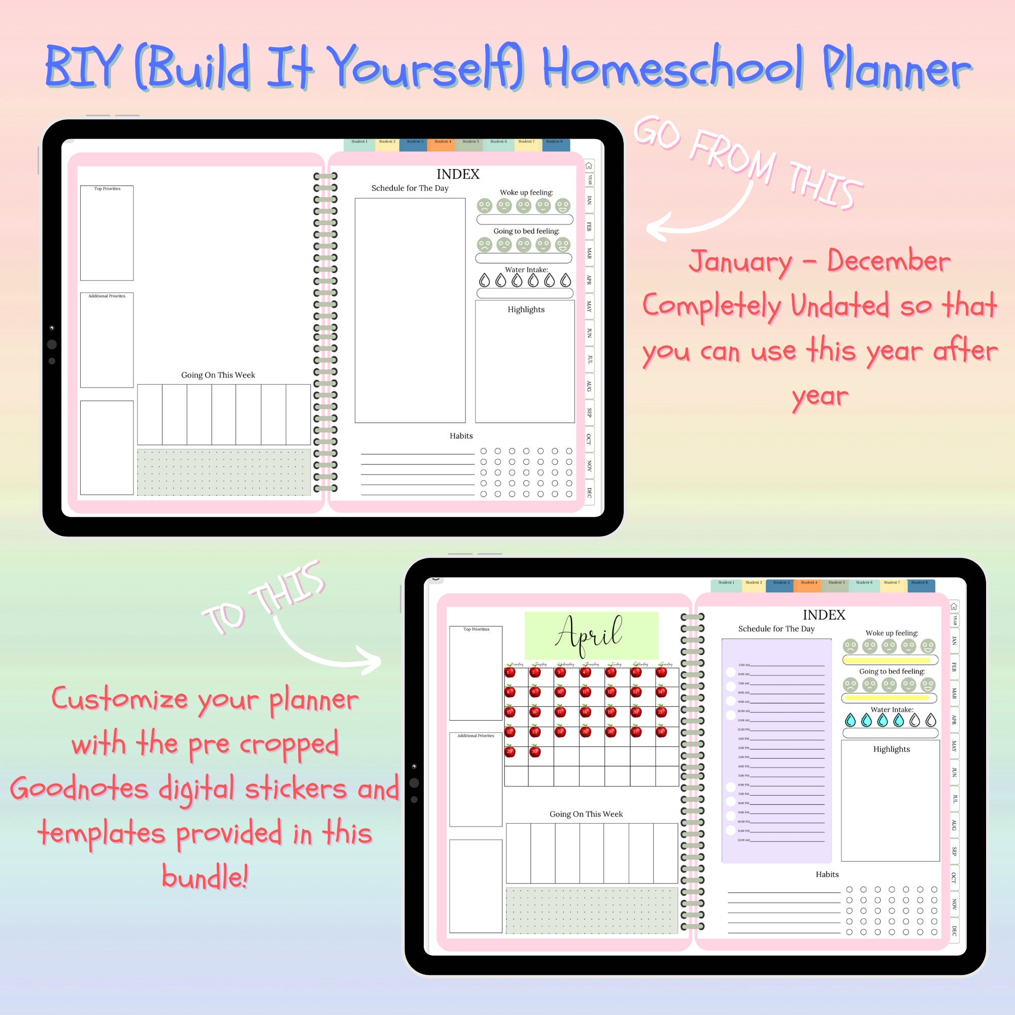 Digital Teacher Planner Templates UNDATED Lesson Planner Academic ...