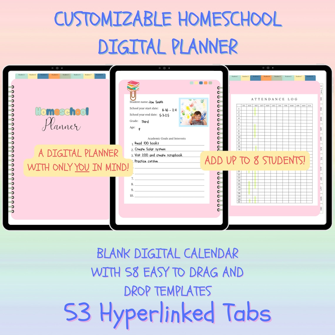 Digital Teacher Planner Templates UNDATED Lesson Planner Academic ...