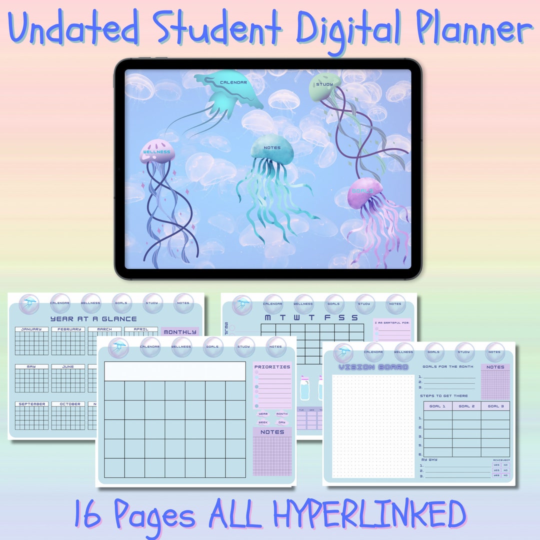 Undated Student Goodnotes Planner, Undated Digital Planner, iPad ...