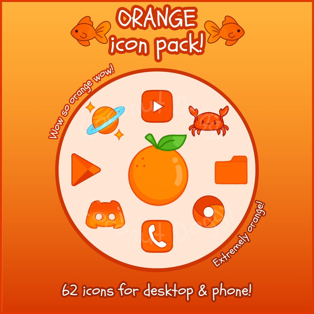 Orange Desktop & Phone ICON Pack!| Custom Icons for Android, Iphone ...