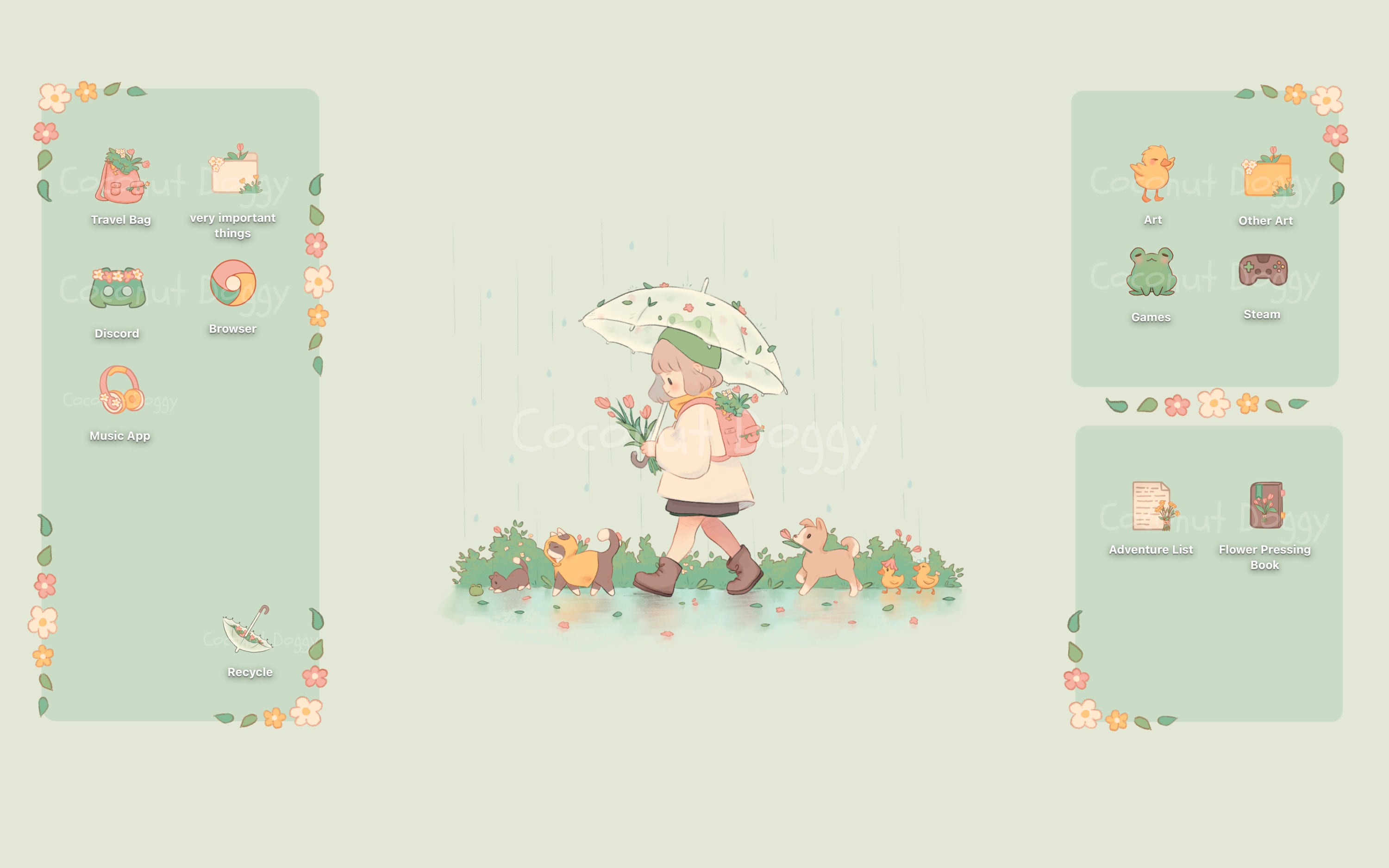 Rainy Parade | Desktop & Phone Theme Pack | Custom Organizer Set With ...