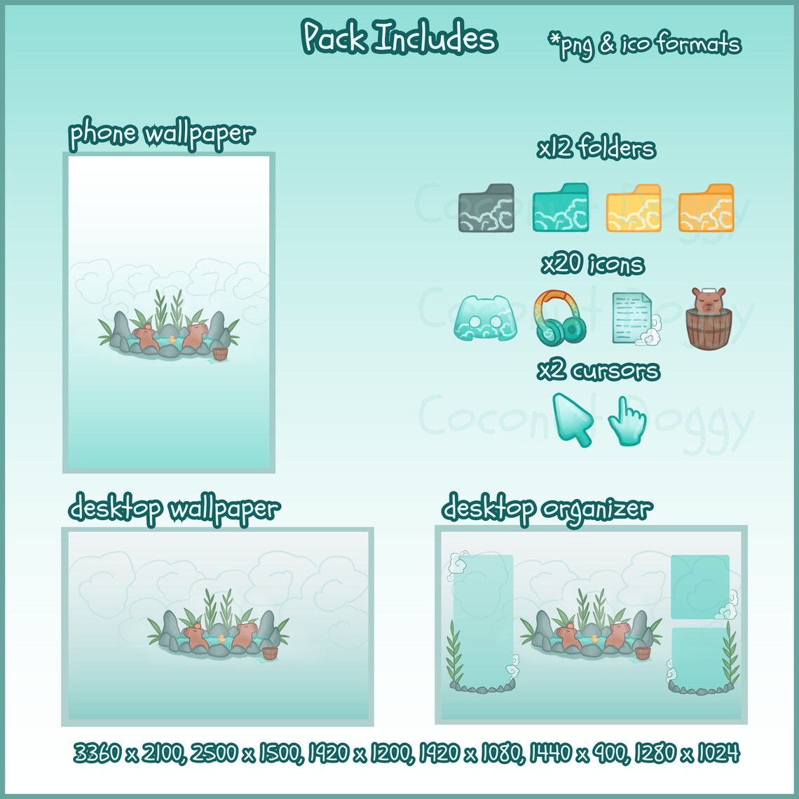 Capybara Onsen Hot Spring Wallpaper Desktop Phone Theme Pack - Etsy Canada