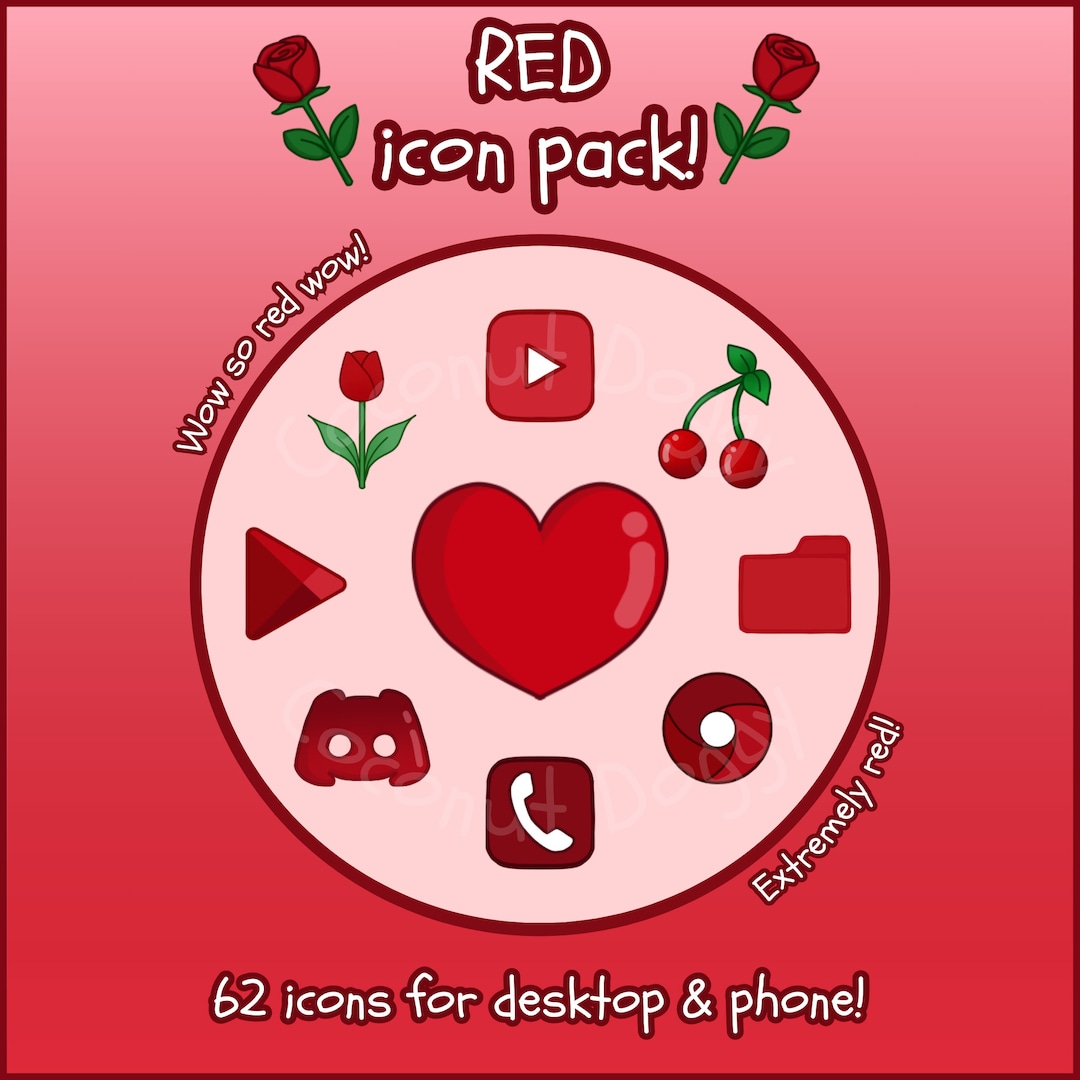 Red Desktop & Phone ICON Pack!| Custom Icons for Android, Iphone, Ios ...