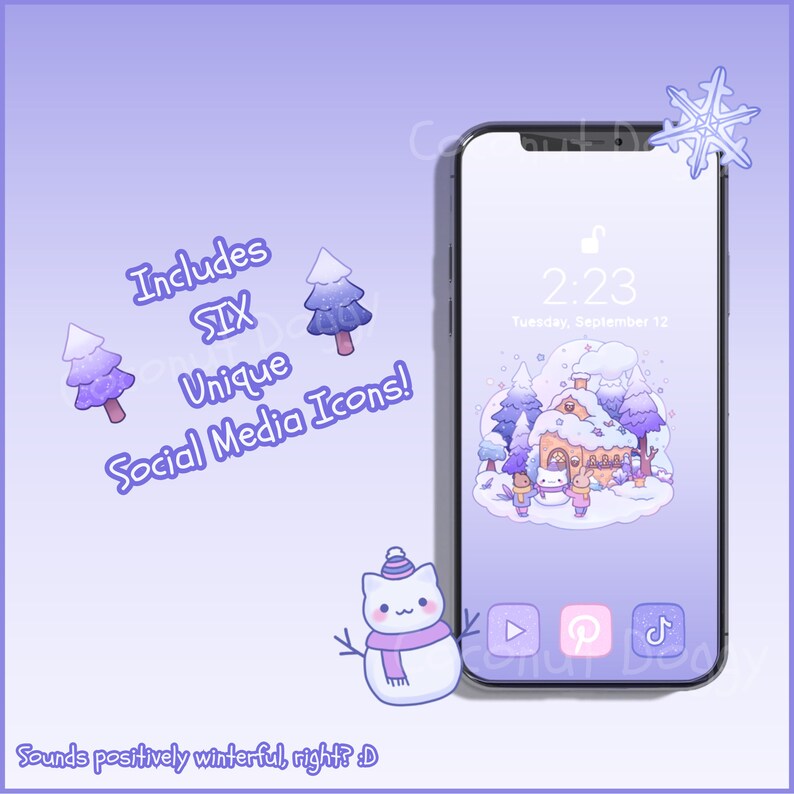 Winter Happiness | Desktop & Phone Theme Pack | Custom Organizer Set ...