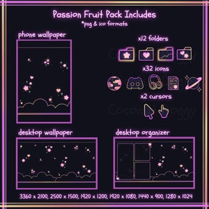 Passion Fruit Confetti | Desktop & Phone Theme Pack | Custom Organizer Set With Wallpaper ...