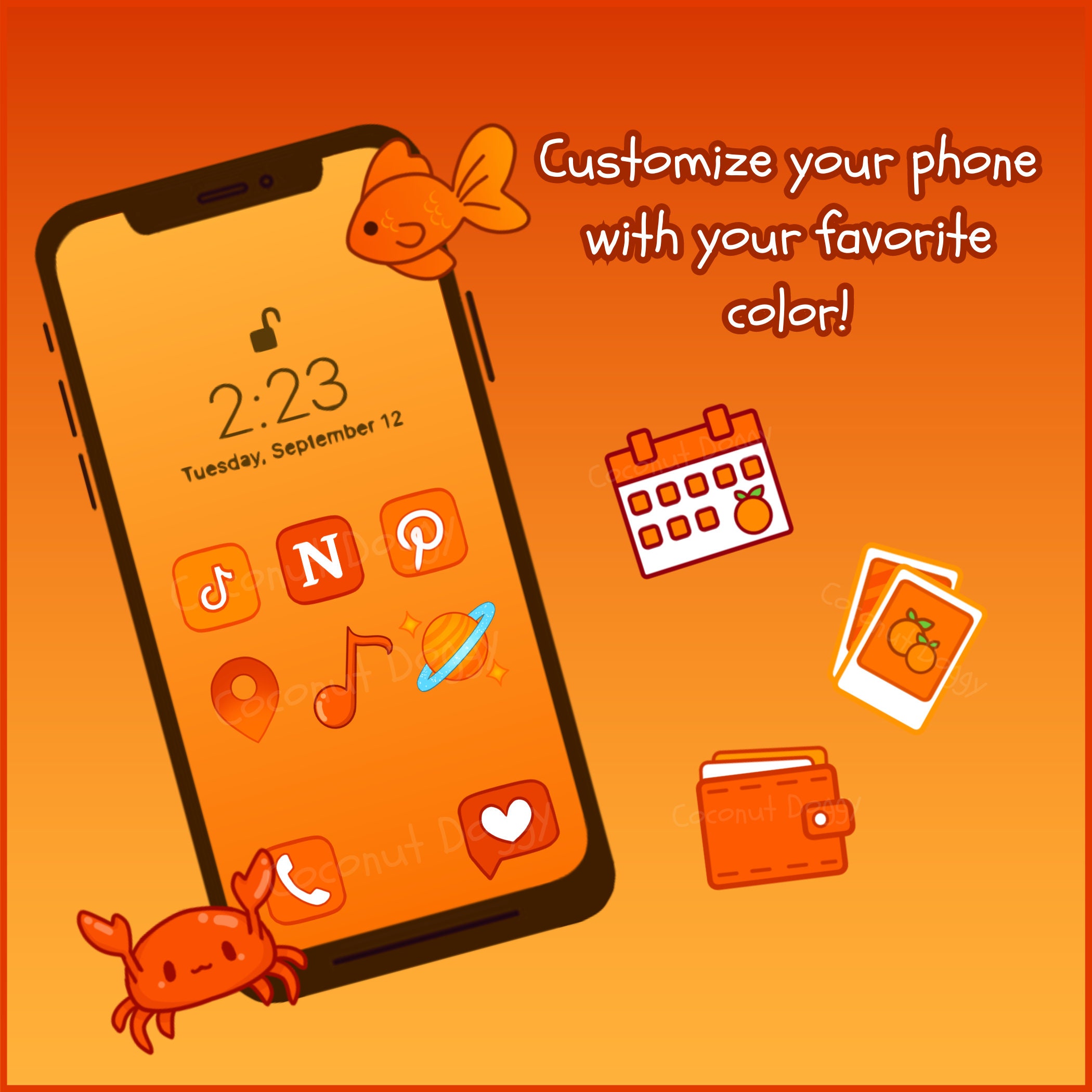 Orange Desktop & Phone ICON Pack Custom Icons for Android, Iphone, Ios ...