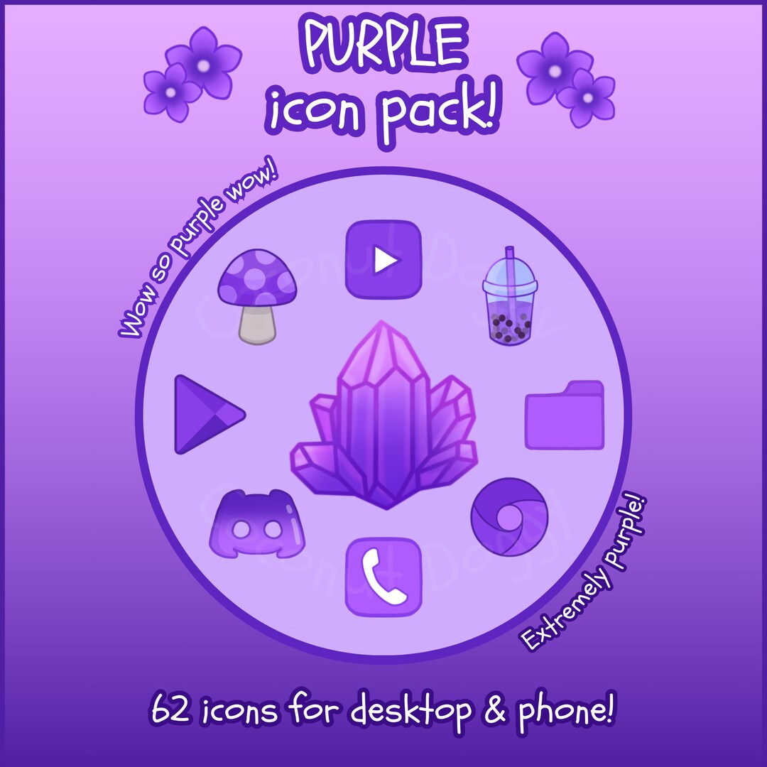 Purple Desktop & Phone ICON Pack!| Custom Icons for Android, Iphone ...
