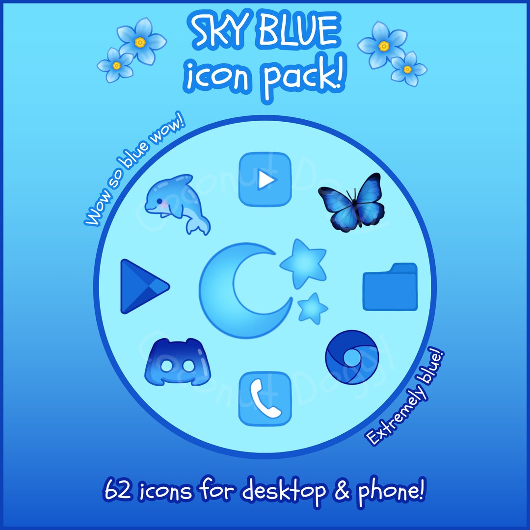 Sky Blue Desktop & Phone ICON Pack!| Custom Icons for Android, Iphone ...