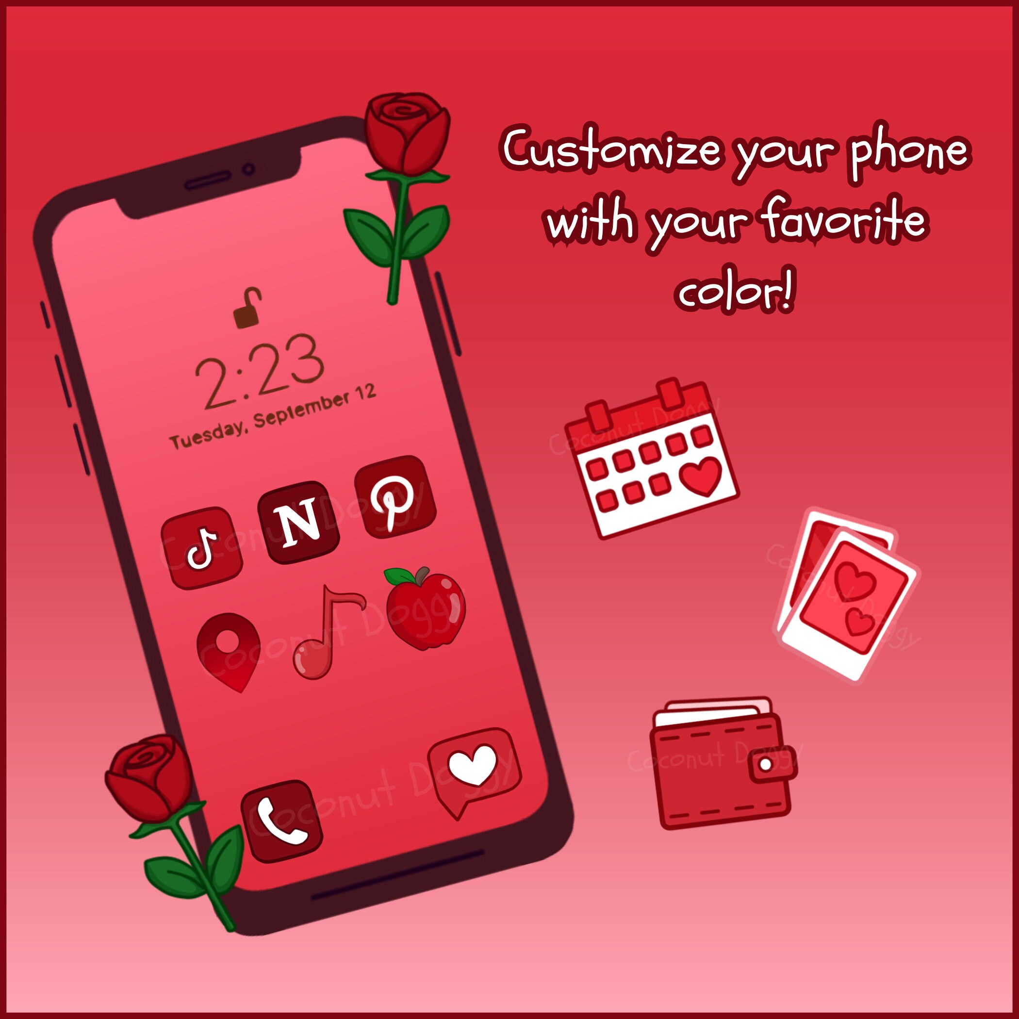 Red Desktop & Phone ICON Pack Custom Icons for Android, Iphone, Ios ...