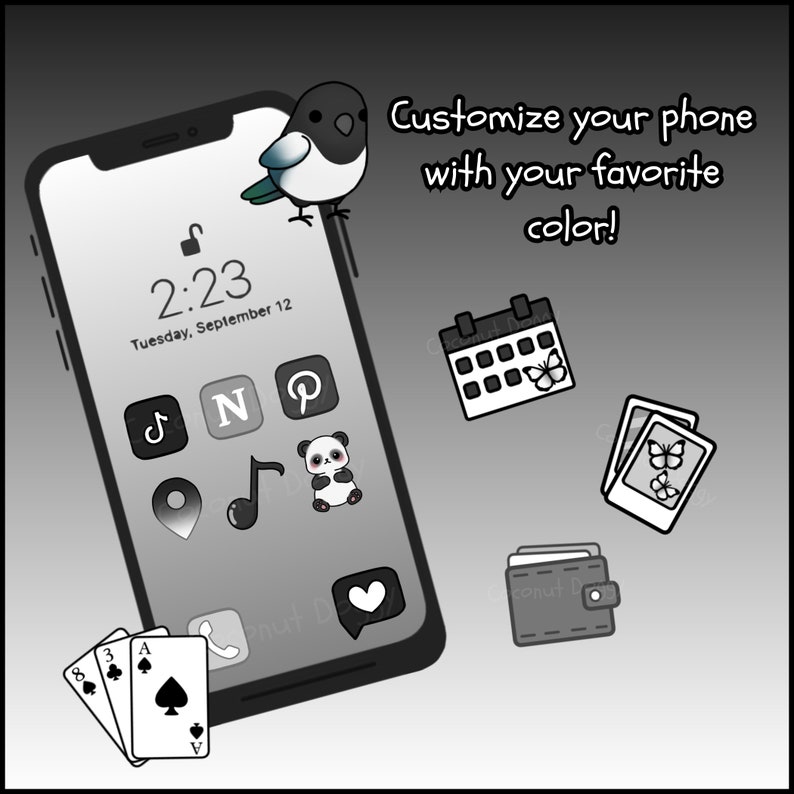 Monochrome Desktop & Phone ICON Pack Custom Icons for Android, Iphone ...
