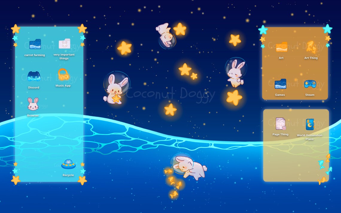 Space Bunnies Cute Adventure Wallpaper Desktop Phone Theme - Etsy Canada