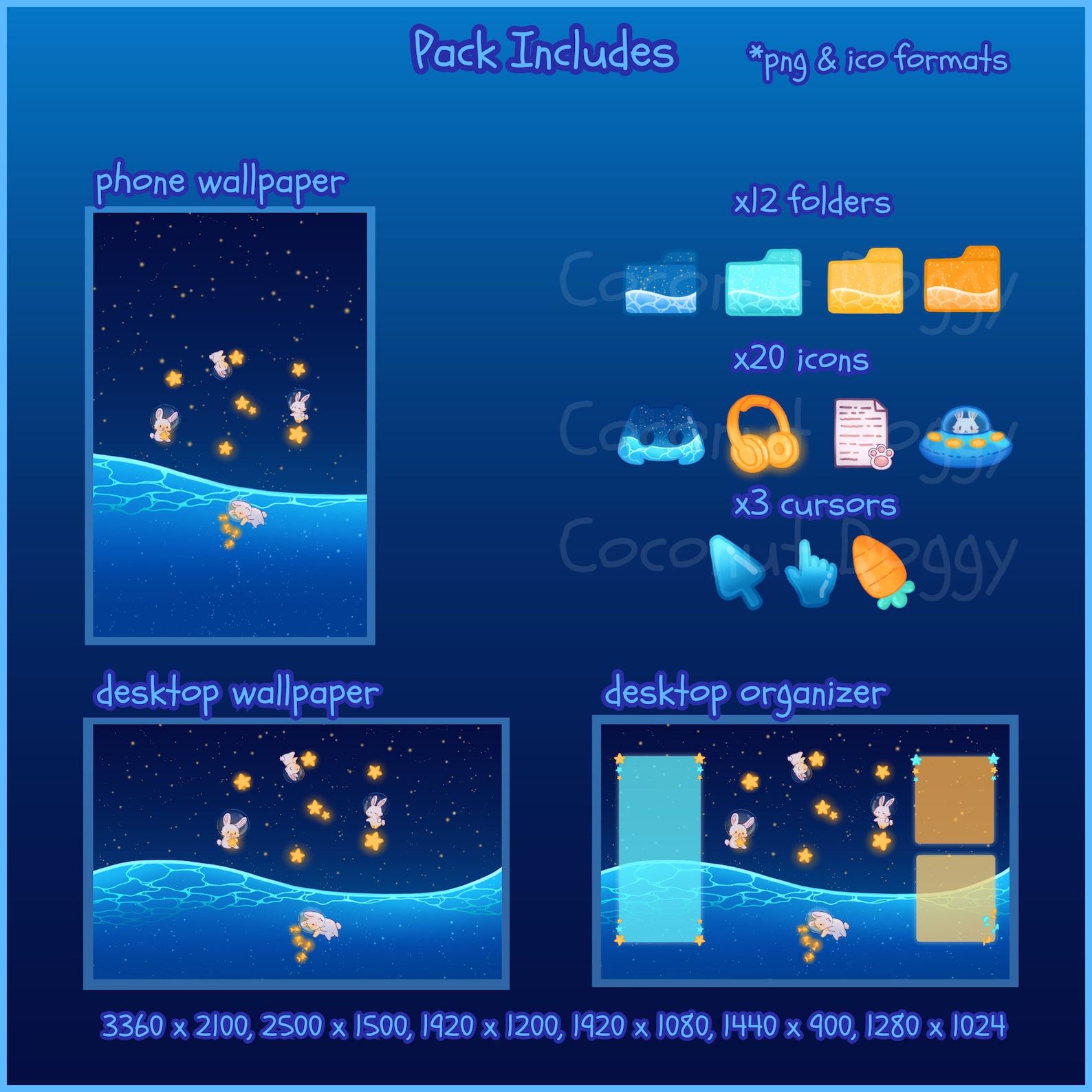 Space Bunnies Cute Adventure Wallpaper Desktop Phone Theme - Etsy Canada