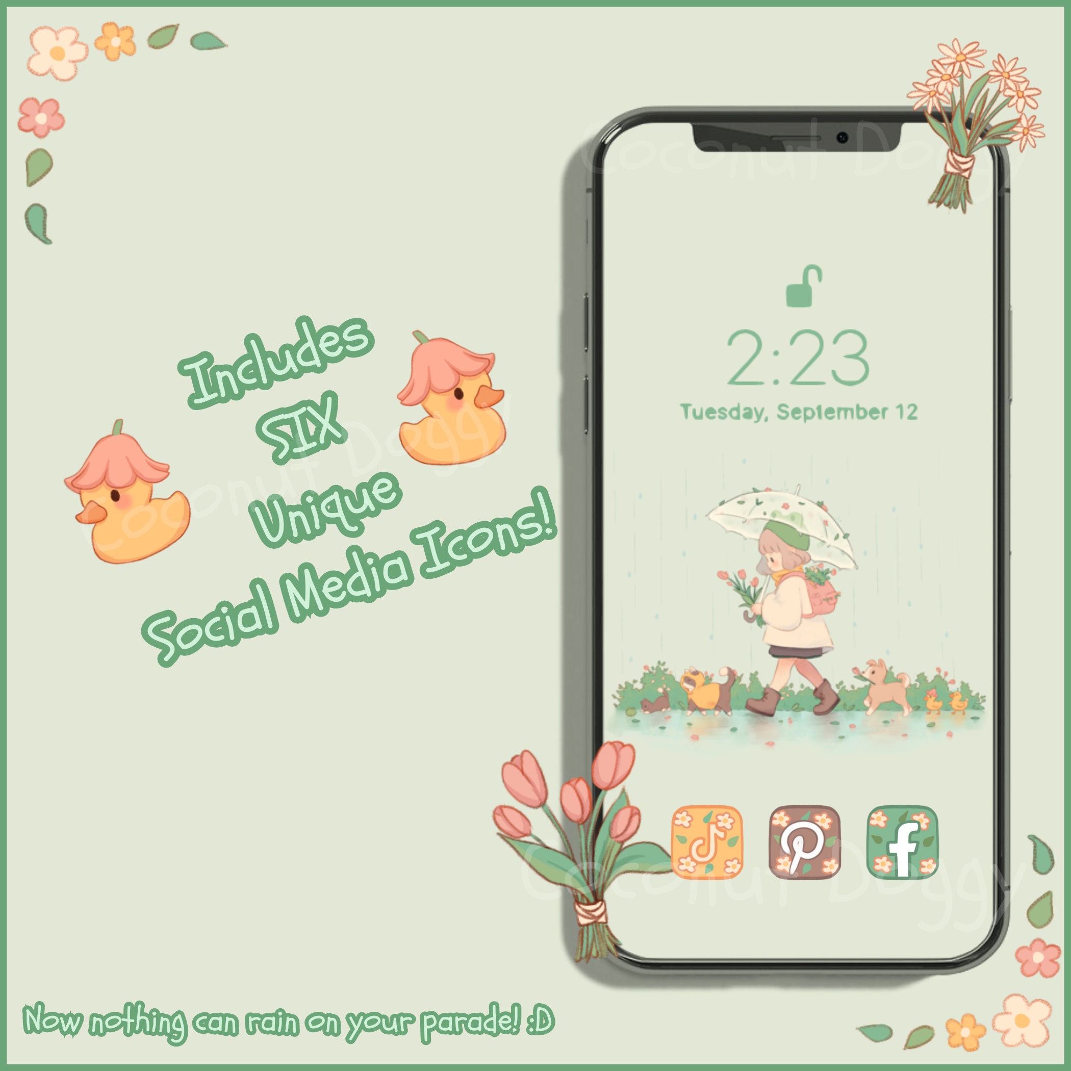 Rainy Parade | Desktop & Phone Theme Pack | Custom Organizer Set With ...