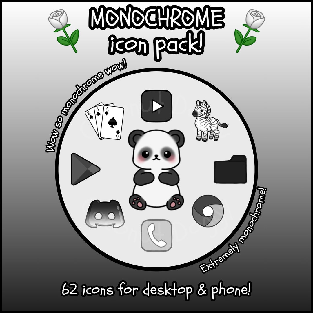 Monochrome Desktop & Phone ICON Pack!| Custom Icons for Android, Iphone ...