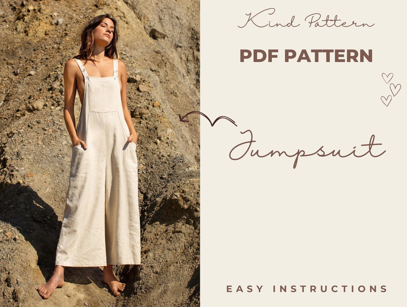 Women's Jumpsuit Sewing Pattern | XS-XXL Overalls PDF | Loose-fit ...