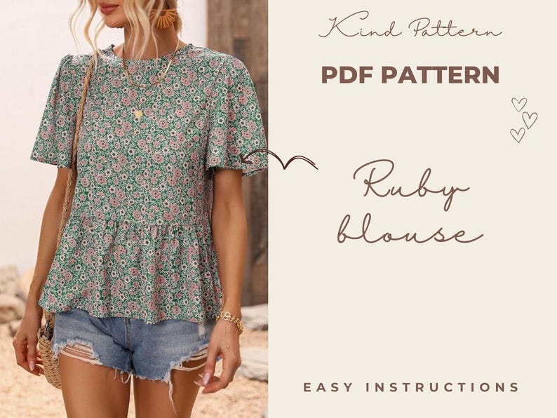 Peplum Blouse Sewing Pattern | Easy Women's Top Pattern | Beginner ...