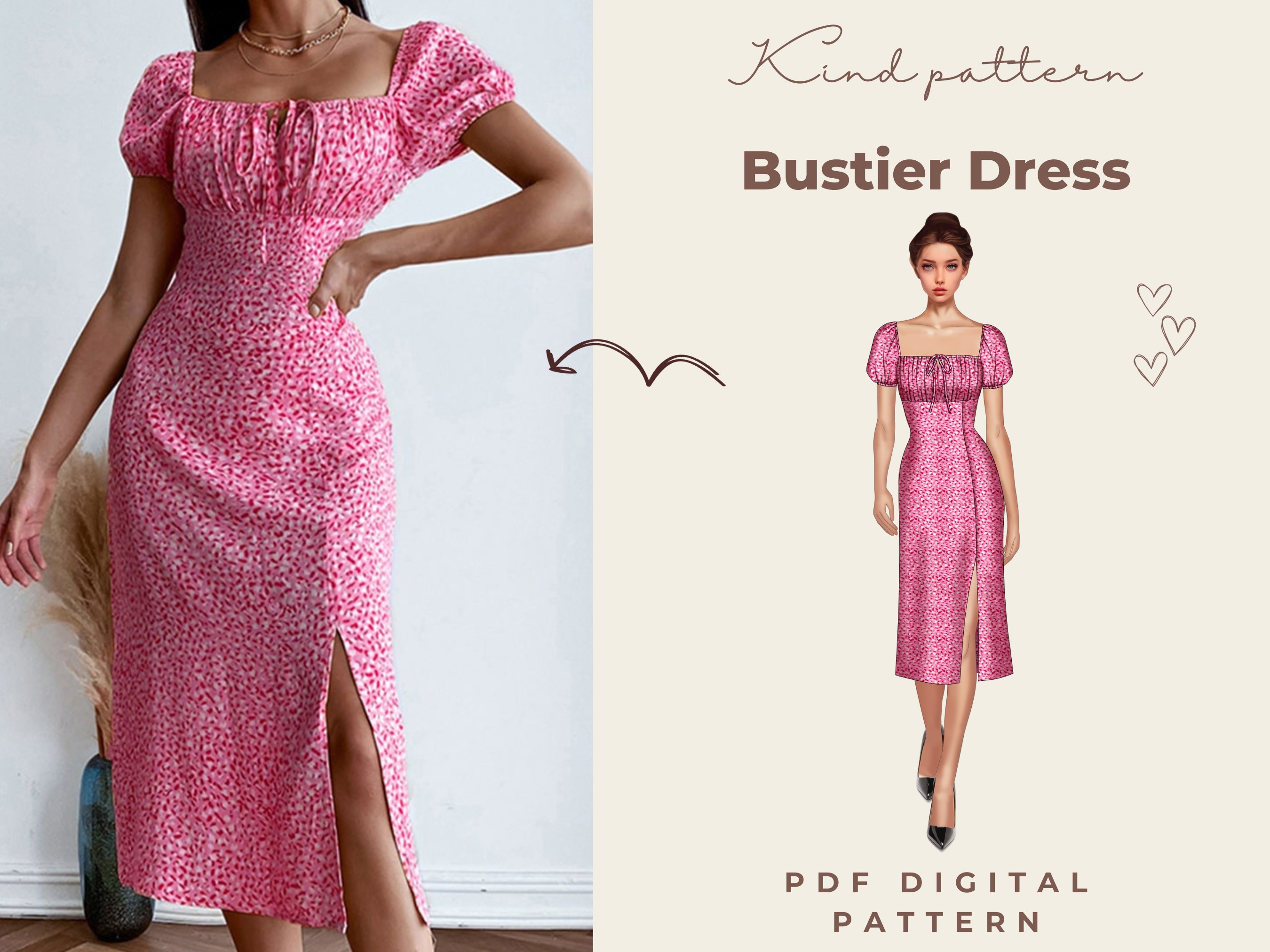 Milkmaid Dress Digital Sewing Pattern for Women (XS-5XL) - Instant ...