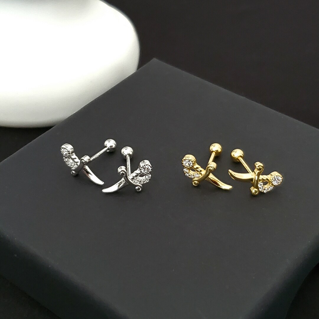 18K Gold Plated Sterling Silver Sparkling Sword Dagger Machete - Etsy