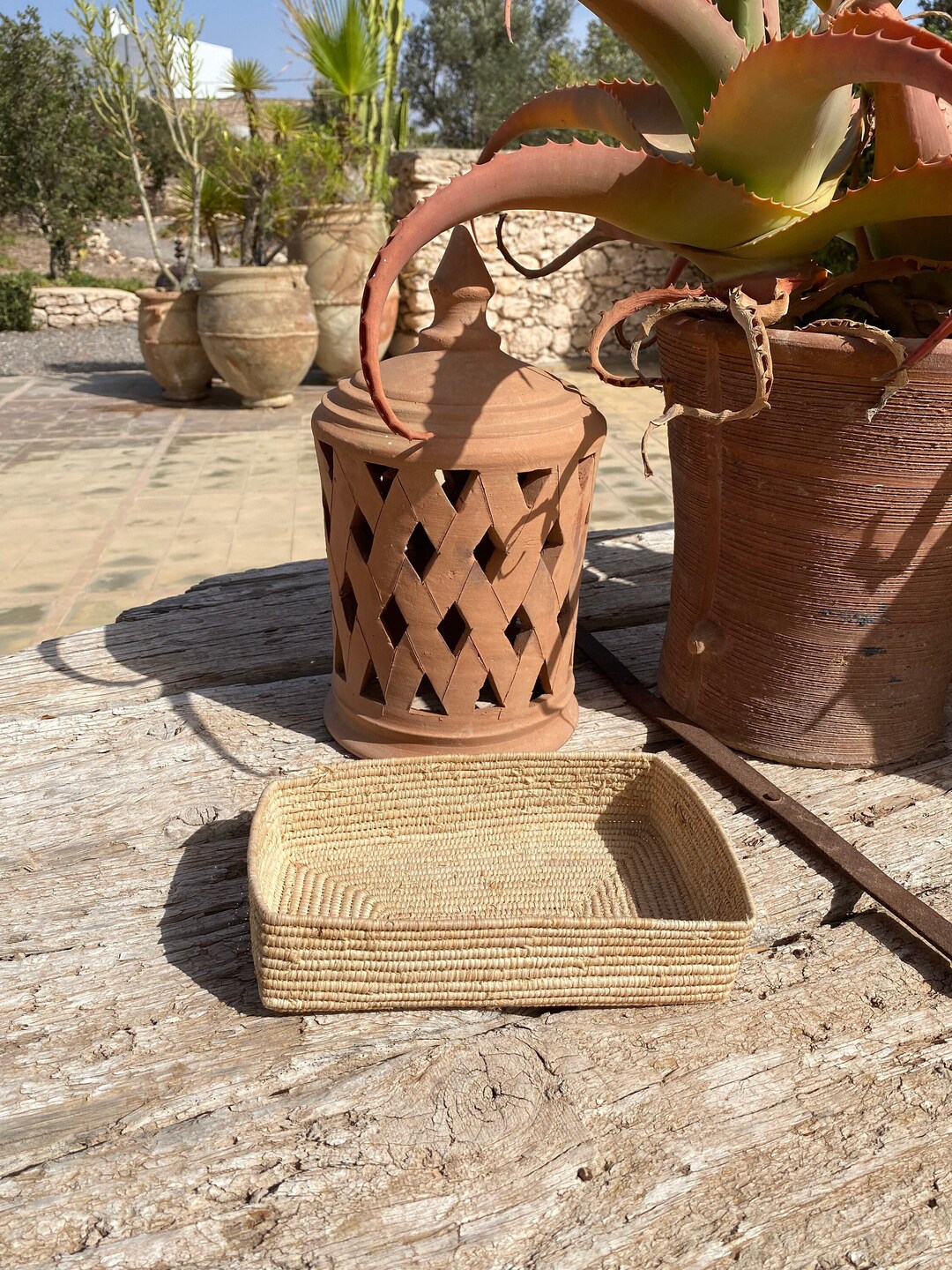 Rectangular Raffia Pocket Tray - Etsy