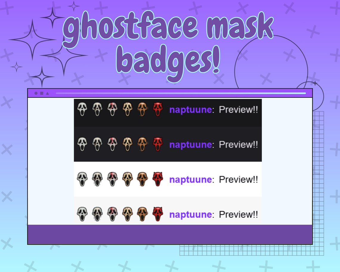 Ghostface Mask Sub Badges for Twitch, Youtube, Discord, Etc. - Etsy