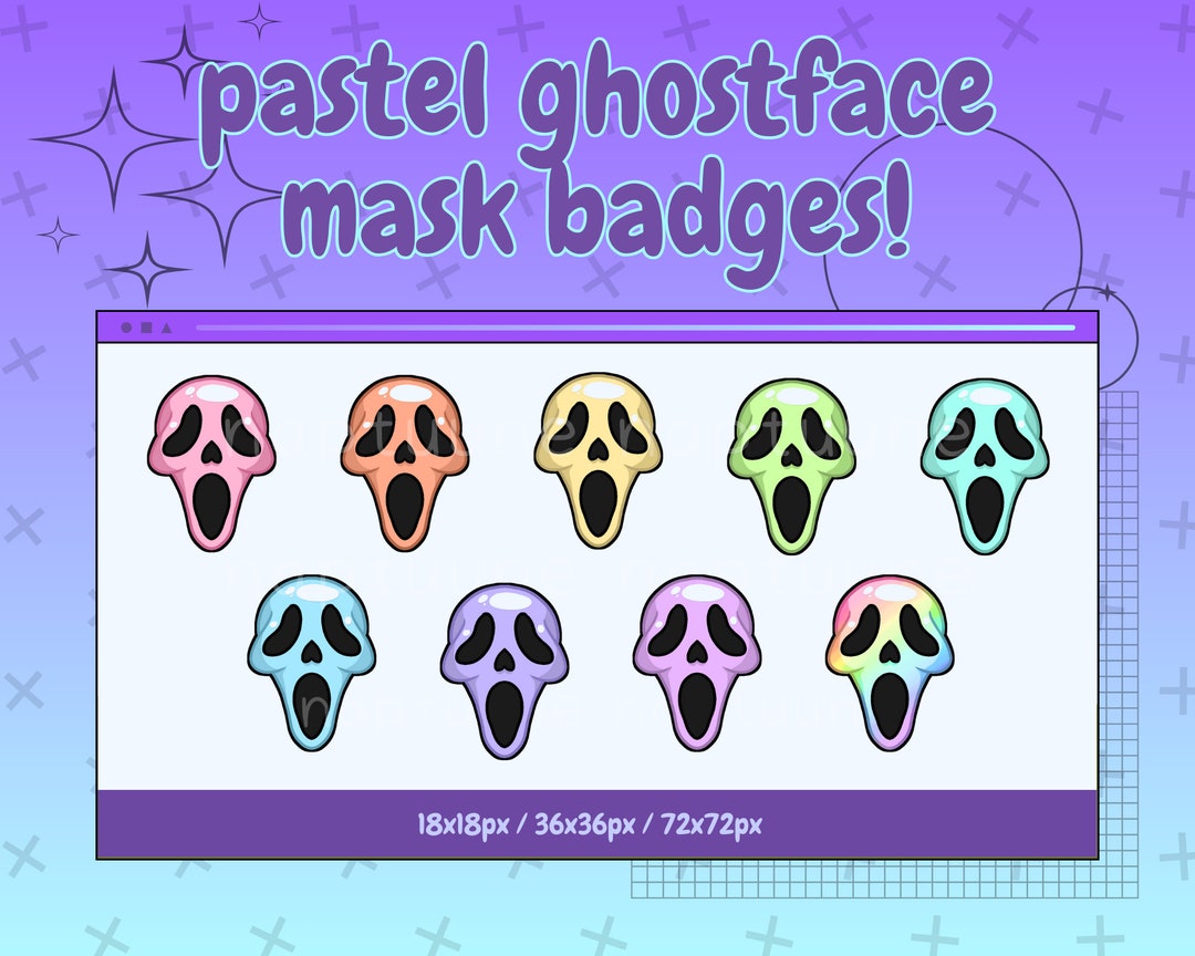 Pastel Ghostface Mask Sub Badges for Twitch, Youtube, Discord, Etc ...