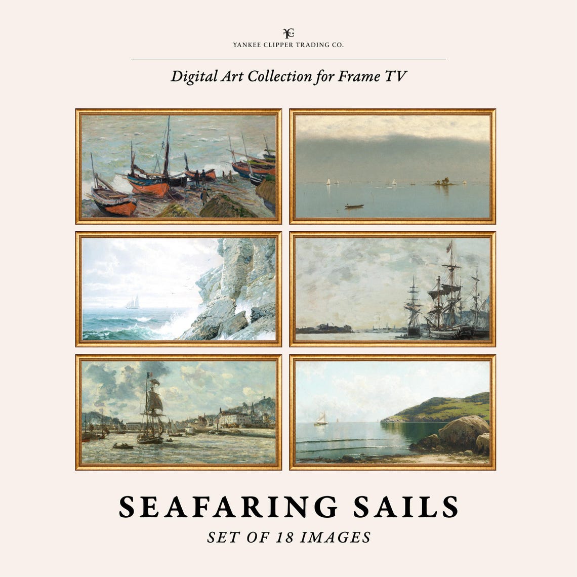 Samsung Frame TV Art Collection | Seafaring Sails Set of 18 | Museum ...