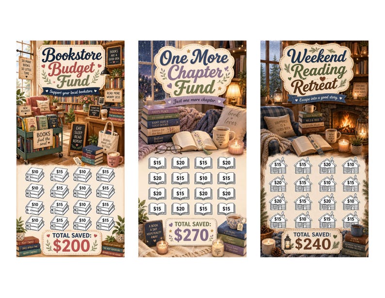 Book Lover Bundle | Laminated Cash Stuffing Savings Challenge Cards ...
