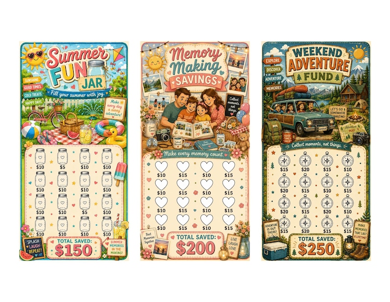 Family Fun Bundle | Laminated Cash Stuffing Savings Challenge Cards ...