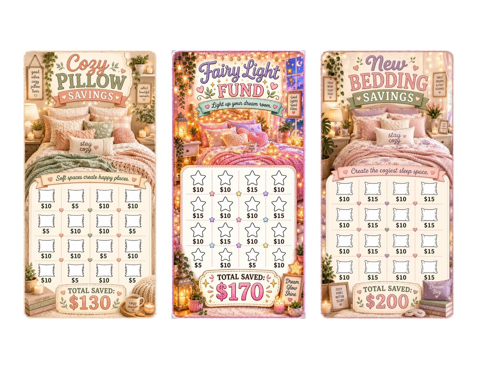 Dream Bedroom Savings Challenge Bundle | Laminated Cash Stuffing ...