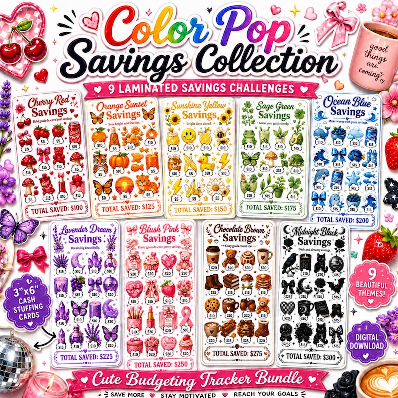 Color Pop Savings Collection Printable Savings Challenge Bundle | 9 ...