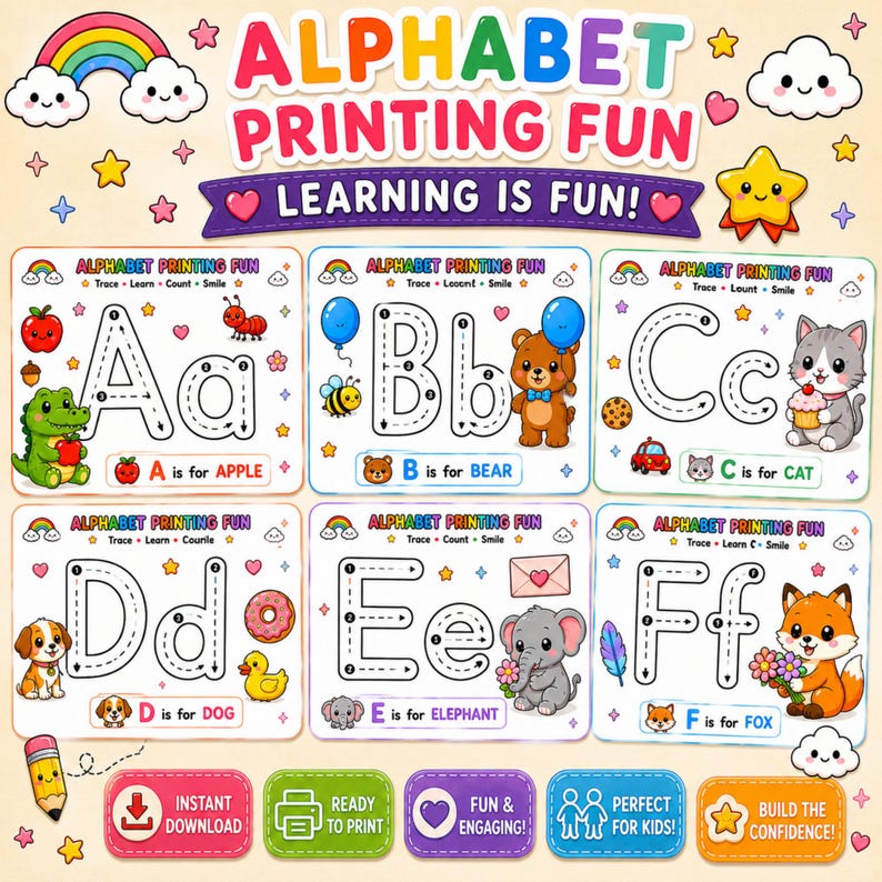 Alphabet Printing Fun Printable Worksheets | Letter Tracing ...