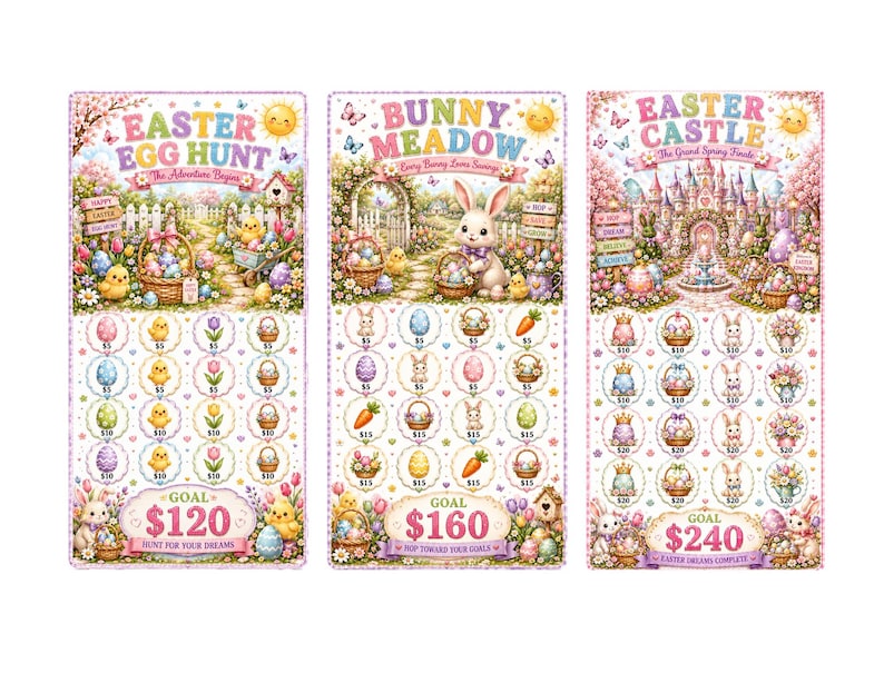 Easter Savings Challenge 3 Card Set | Laminated 3x6 Savings Challenge ...