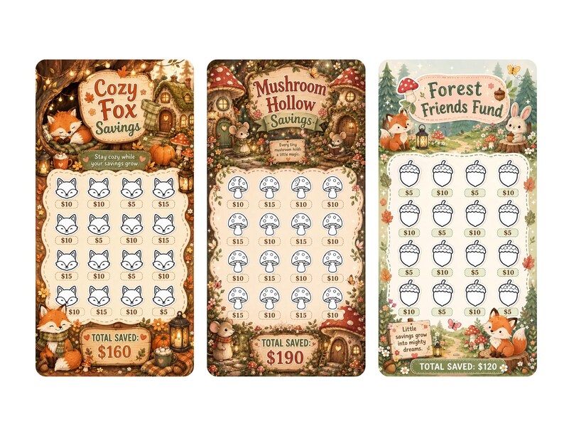 Woodland Savings Challenge Bundle | Laminated Cash Stuffing Challenge ...