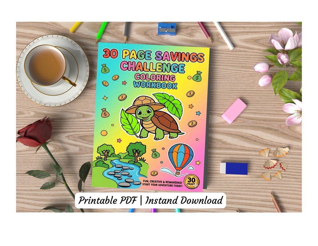30 Page Savings Challenge Coloring Book | Printable PDF | Money Saving ...