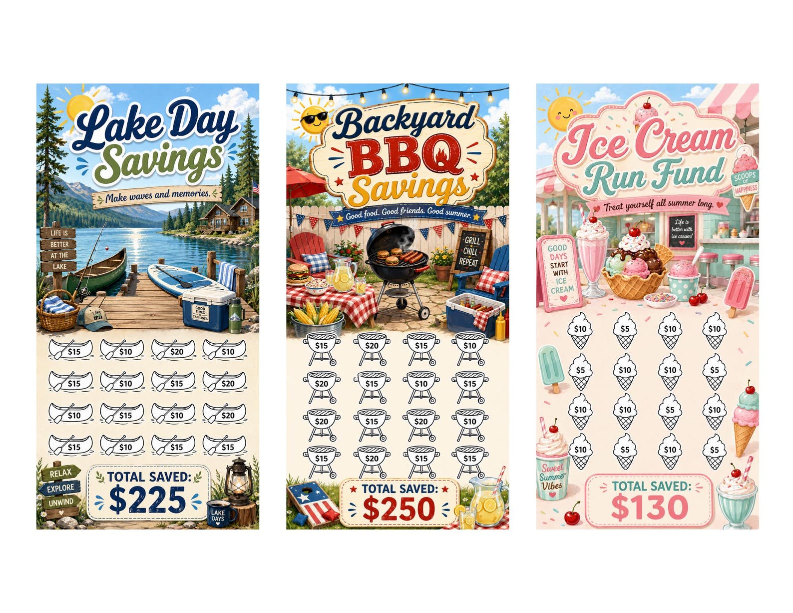 Summer Fun Bundle | Laminated Cash Stuffing Savings Challenge Cards ...