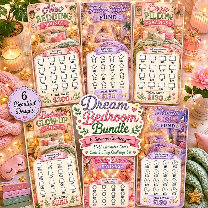 Dream Bedroom Savings Challenge Bundle | Laminated Cash Stuffing ...