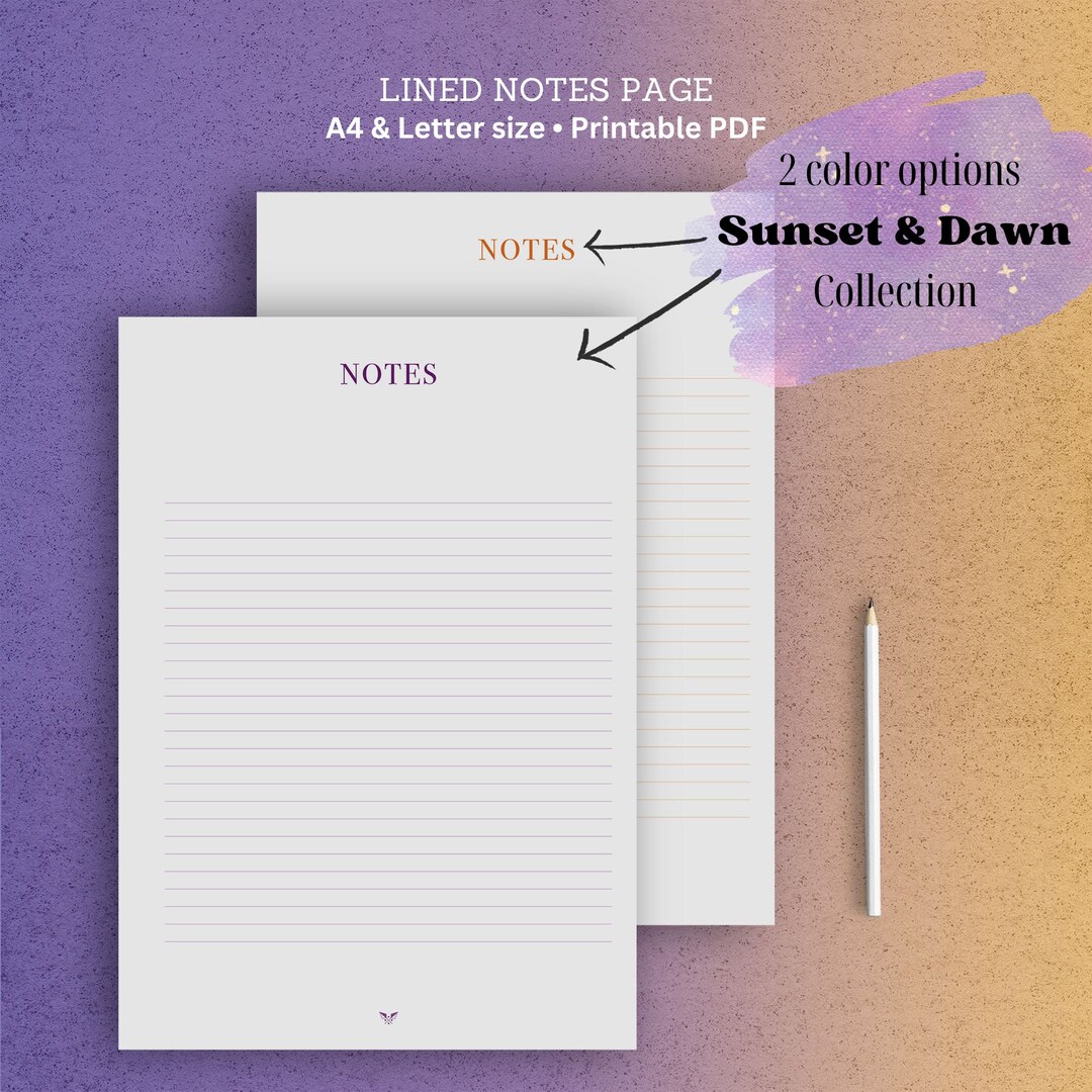 Lined Notes Paper Template, College Ruled Paper, 7.1mm Medium Size Dawn ...