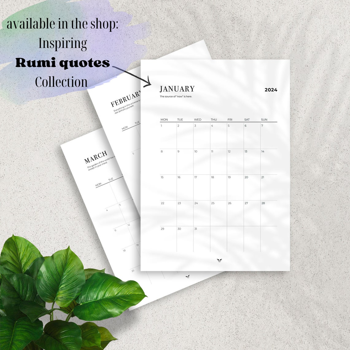 2024 Minimalist Monthly Calendar Monday Start January to - Etsy
