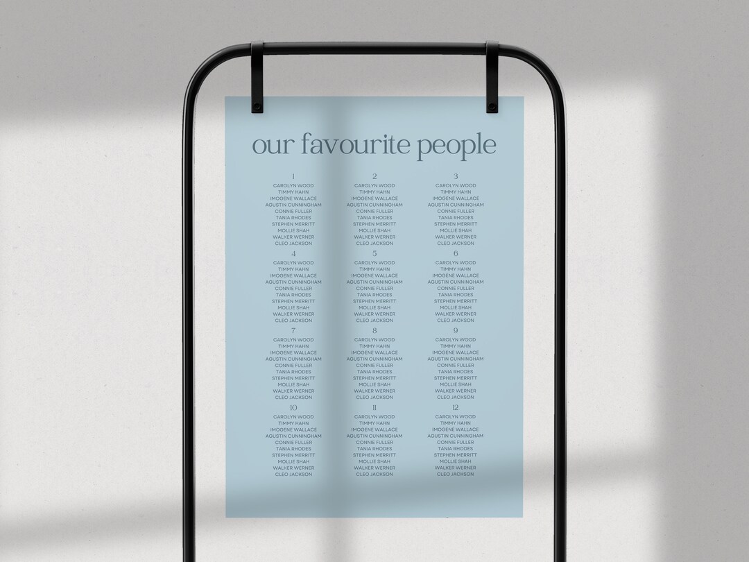 Minimalist Wedding Seating Chart Template | Editable Canva Design ...