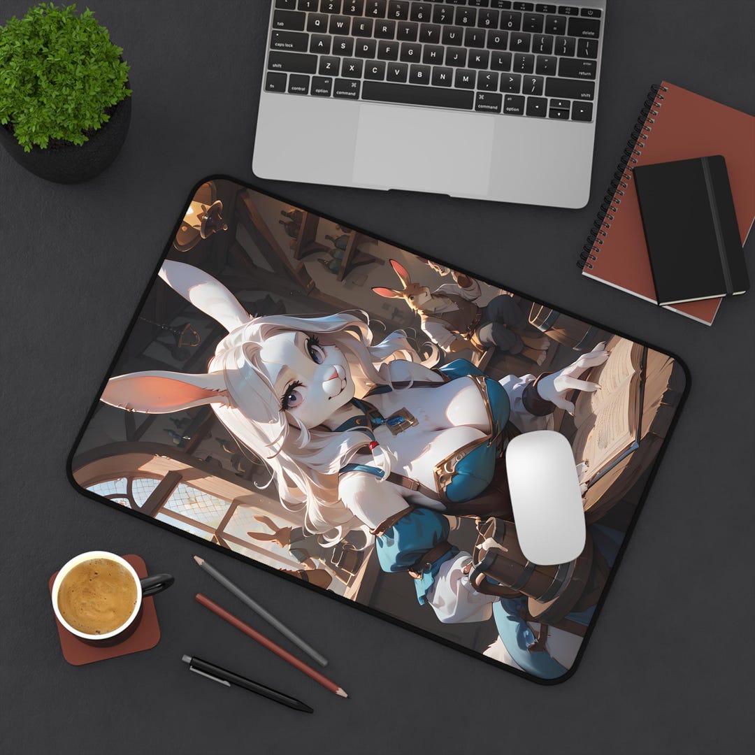 Tavern Rabbit Furry Girl Desk Mat Anthro Computer Accessory and Decor ...