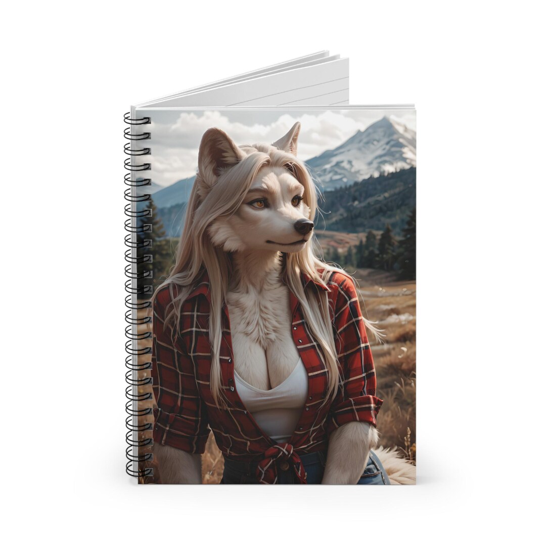 Anthro Wolf Girl Spiral Notebook With Design by Cattori Hanzo Ruled Line, Artist Journal, Cute ...