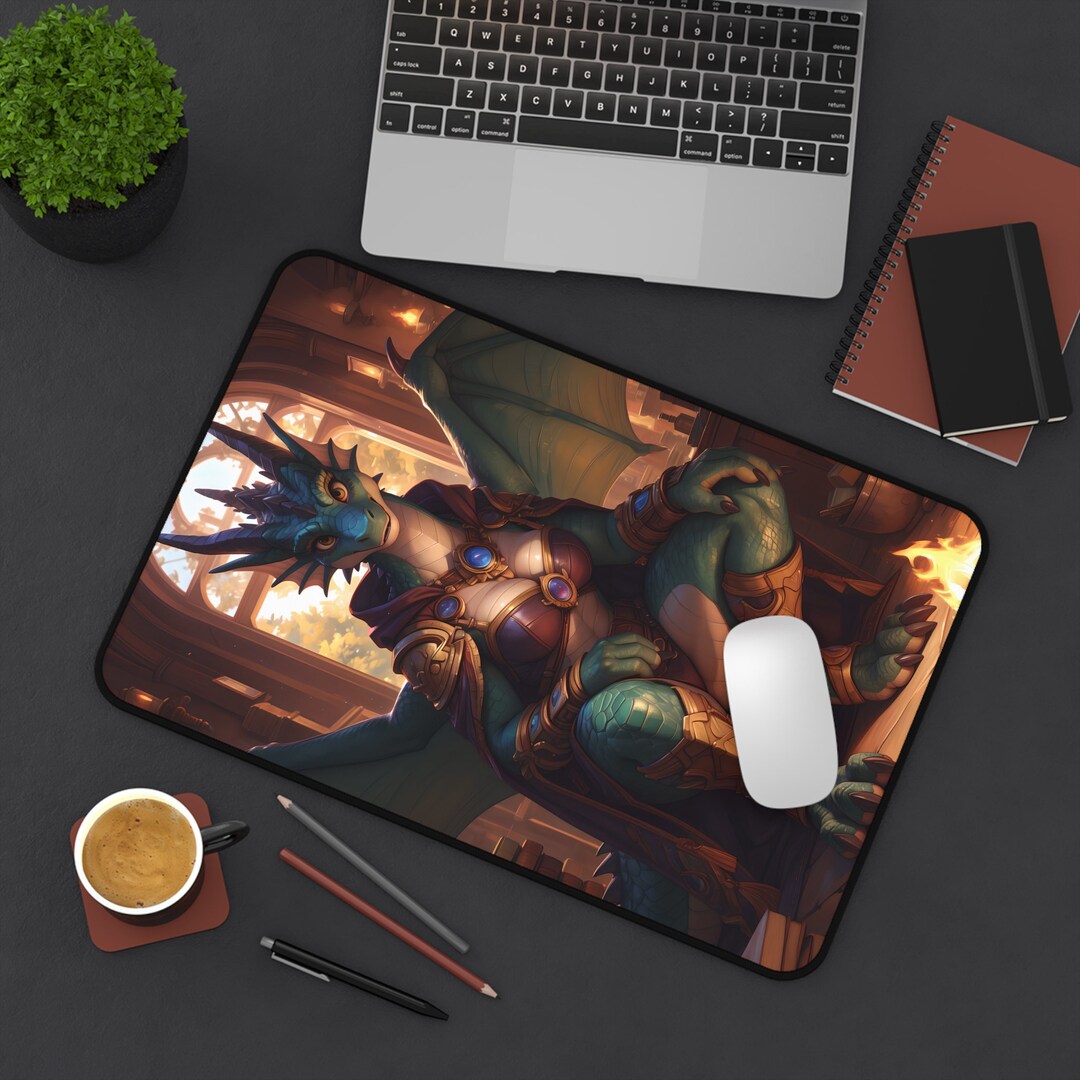 Anthro Dragon Girl Desk Mat Furry Computer Accessory and Decor Dragons ...