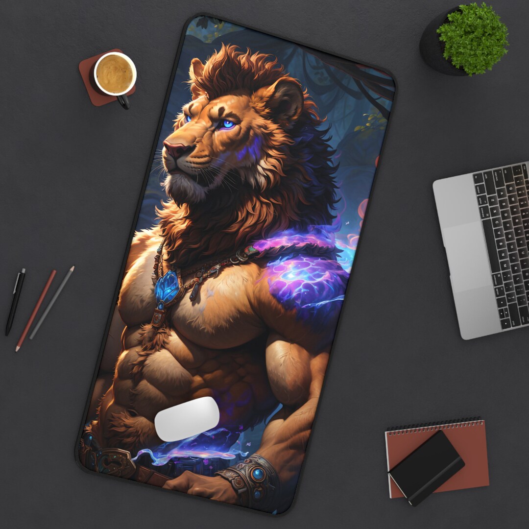 Magical Lion Fursona Desk Mat - Furry Decor for Your Home or Office - Etsy