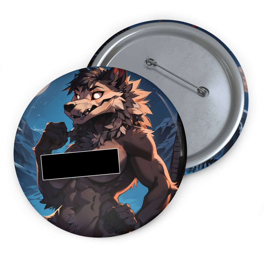 Anthro Skull Wolf Button Furry Pin Accessory Mature Content - Etsy