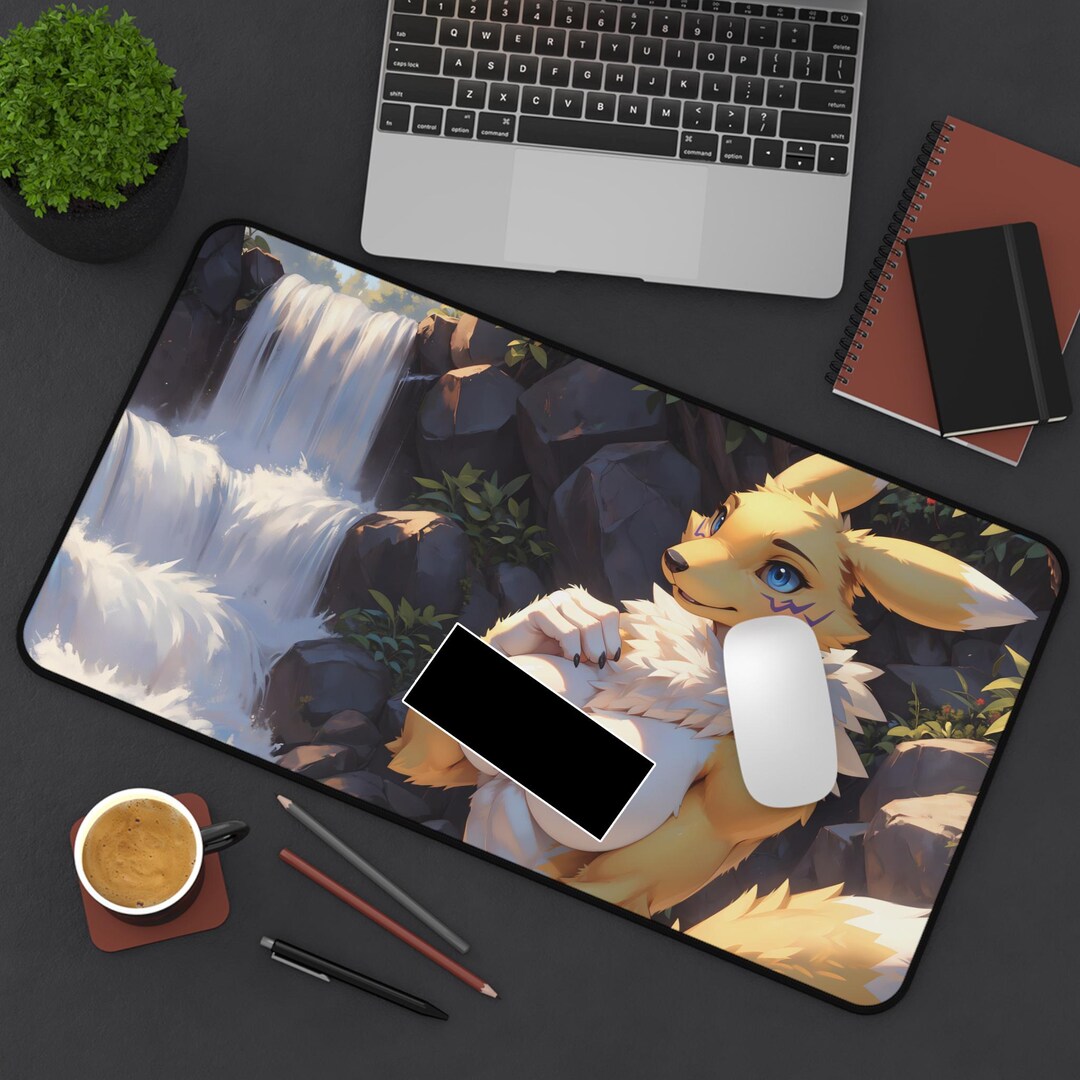 Waterfall Kitsune Desk Mat NSFW Furry Computer Accessory and Decor ...