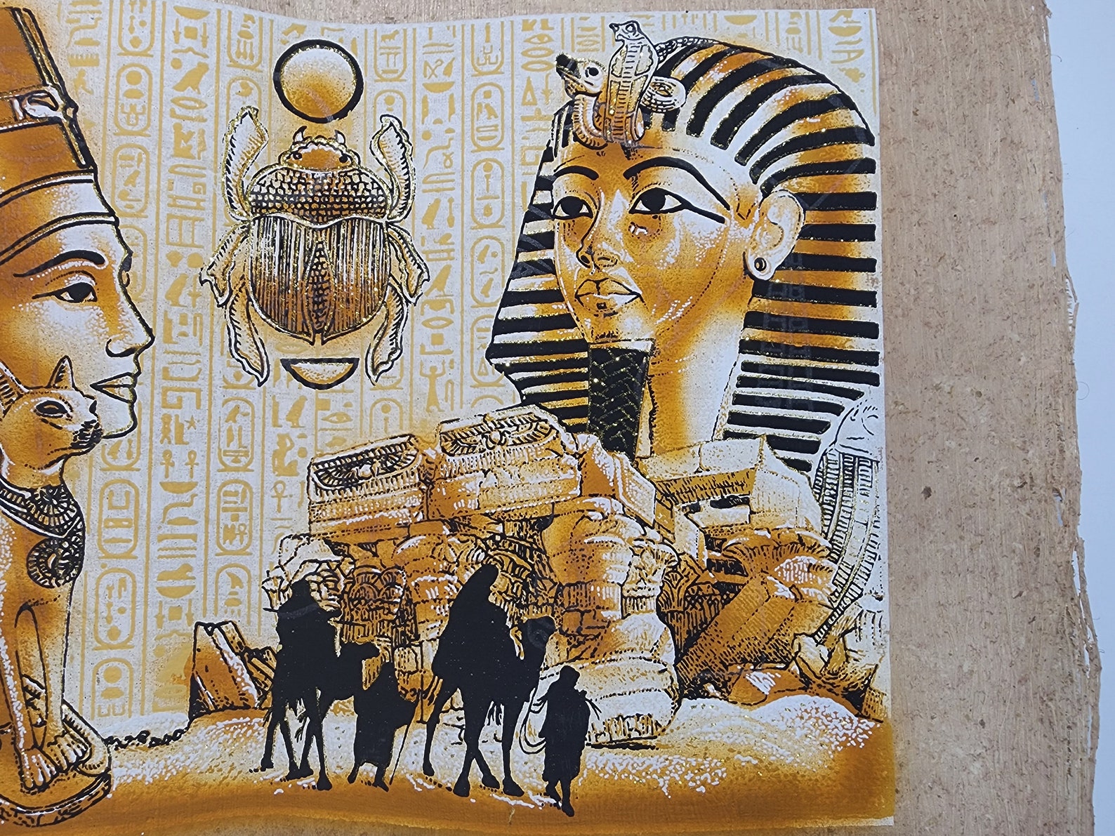 Egyptian Art Papyrus Paper, Nefertiti and Tutankhamen Ancient Egypt ...